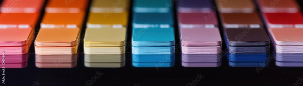 Pantone color swatches aligned in a minimalist layout, sleek and ...