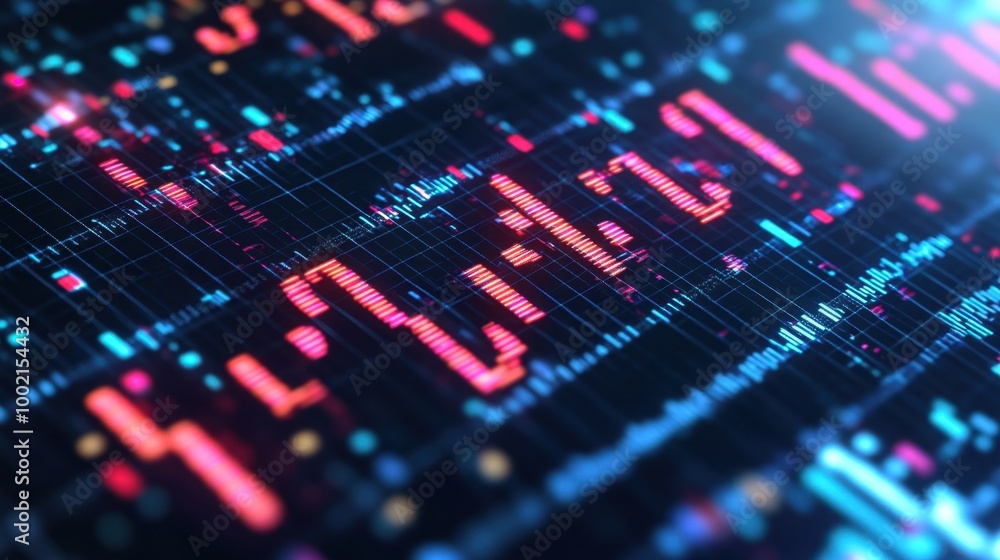 Financial chart showing upward trend with currency symbols ...