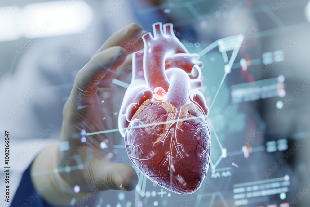 Virtual Heart Examination, doctor assessing patient heart functions and ...