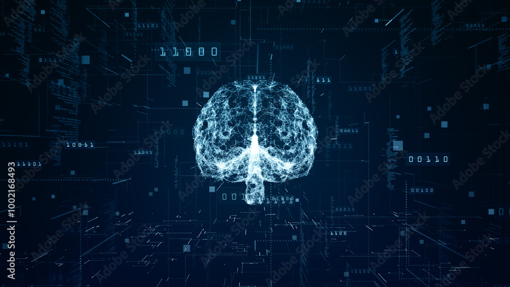 Futuristic AI Brain, Digital brain with neural connections ...