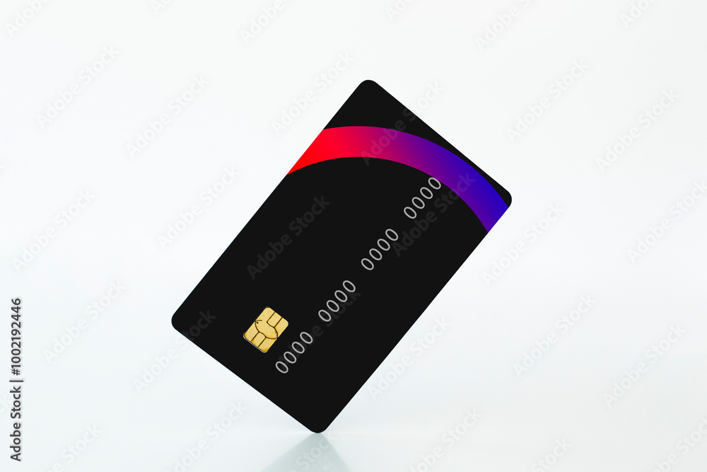Mockup template of credit or debit black card standing on corner ...