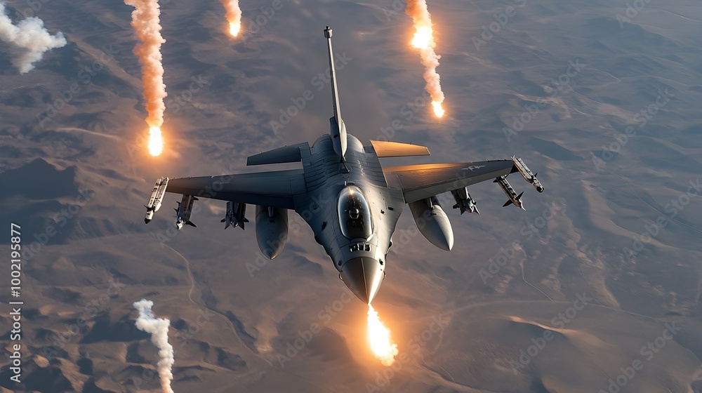 Dramatic footage of a jet fighter releasing flares to evade incoming ...