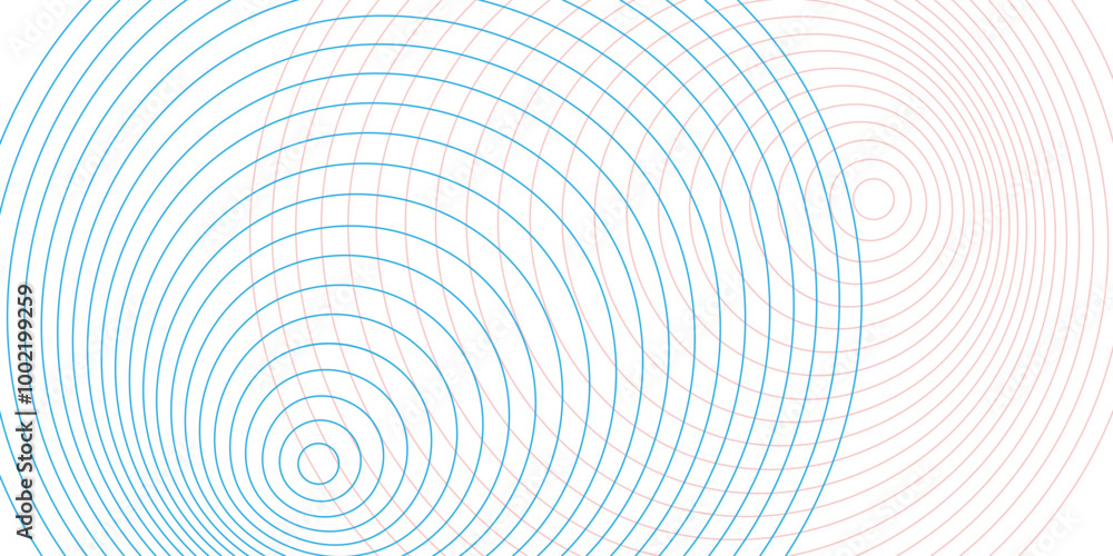 Light pattern of concentric spirals, gradually expanding. Blue and ...