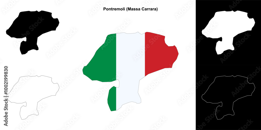 Poster Pontremoli (Tuscany) outline map set – Wall Art | UkPosters