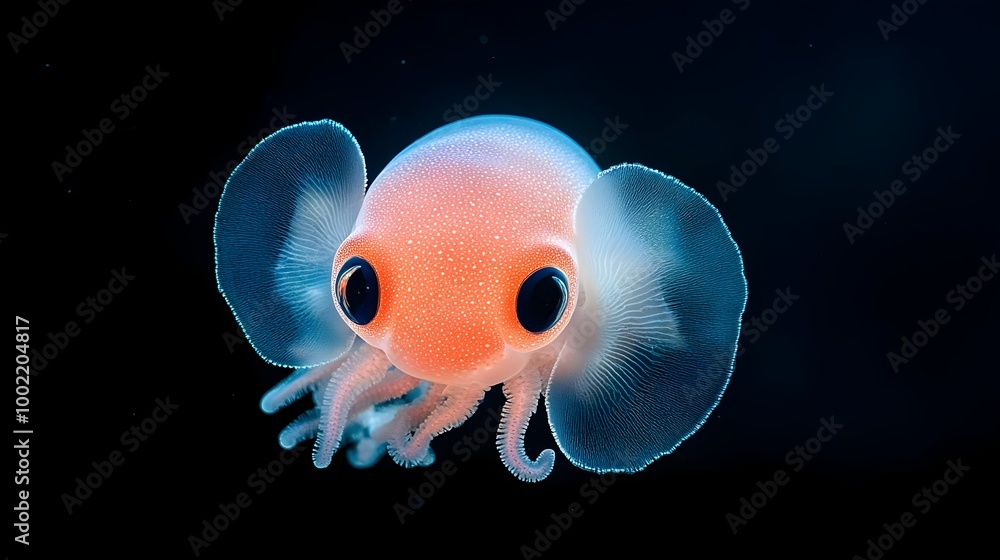 Majestic Dumbo Octopus with Ear like Fins Gracefully Floating Through ...