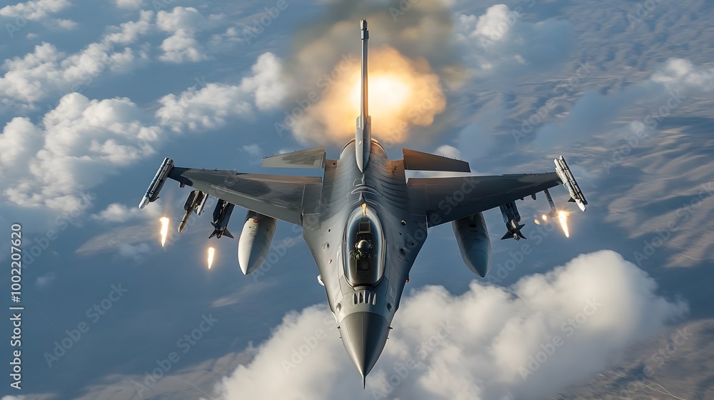 Powerful Fighter Jet Unleashing Devastating Aerial Assault Firing ...