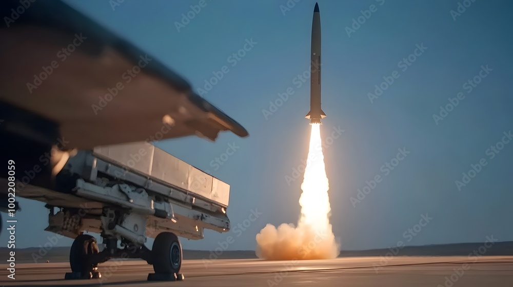 Powerful Missile Launching from the Undercarriage of a High Performance ...