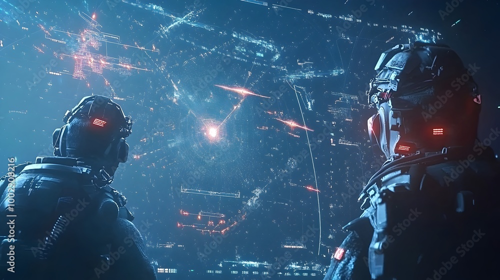 Radar Screen Displaying Advanced Air Defense Monitoring with Multiple ...