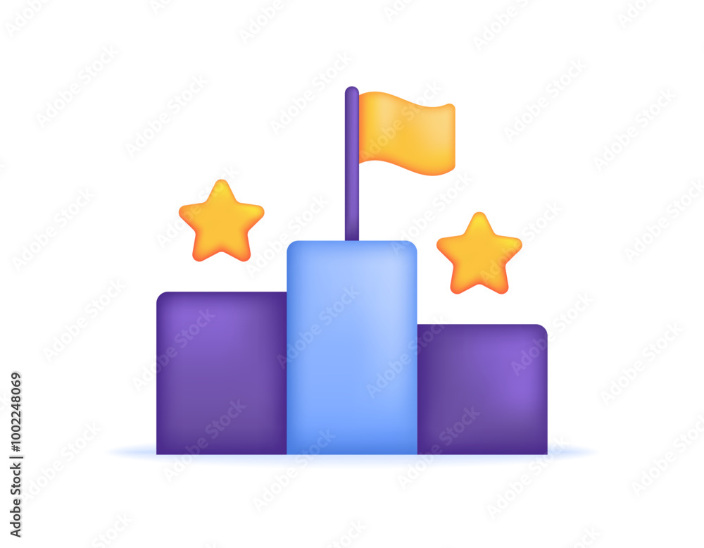 illustration of ranking podium with stars and flags. concept of ...