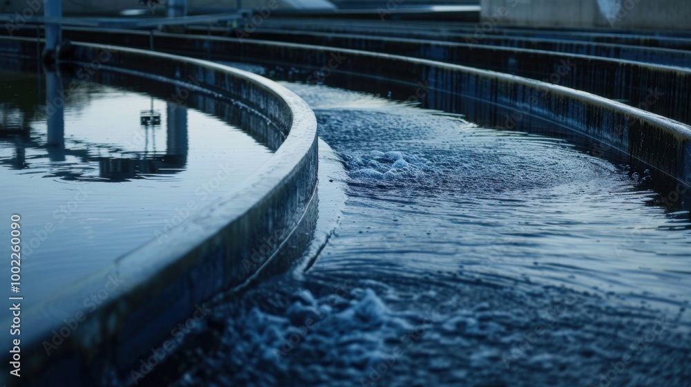 Wastewater Facility with Sedimentation Basins Overview Stock ...