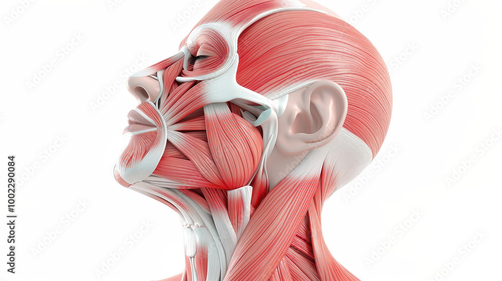 3D icon for web of neck muscles during a neck flexion exercise on ...