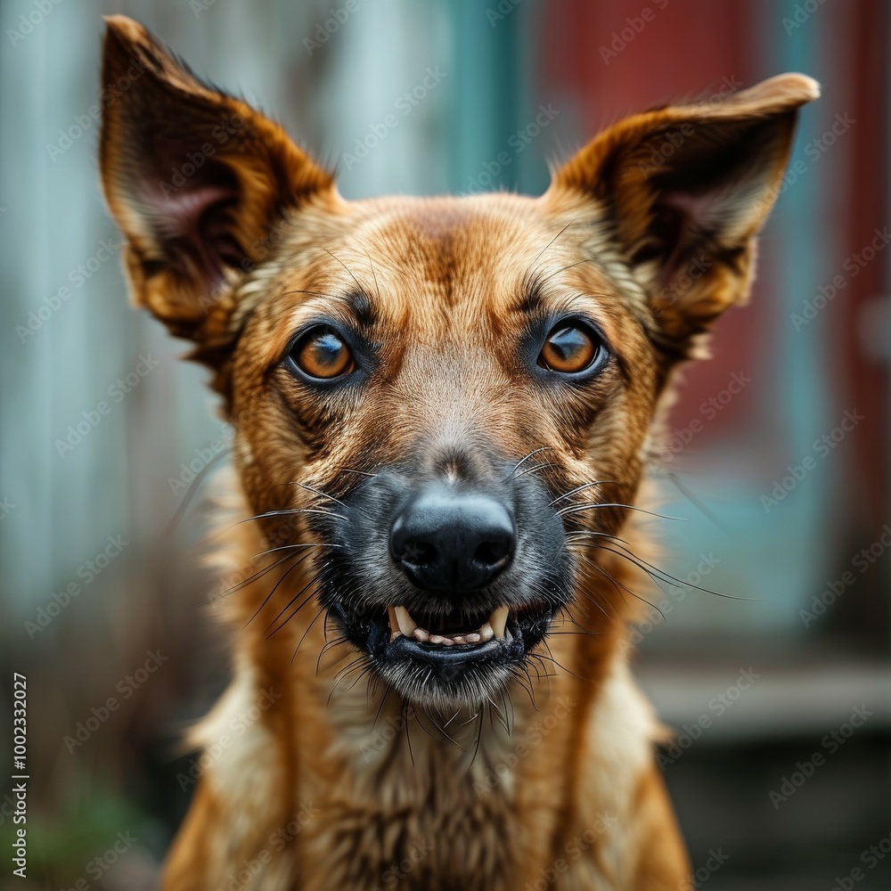 profile of an angry dog, scraping and drooling, ready to pounce at any ...