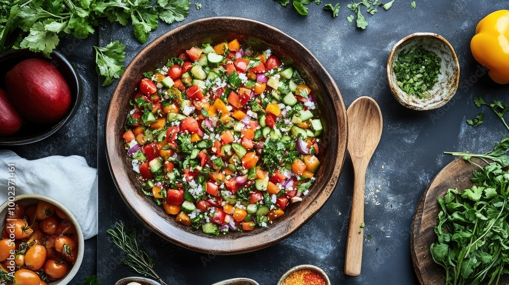 a recipe book filled with fresh vegetable dishes, showing vibrant ...