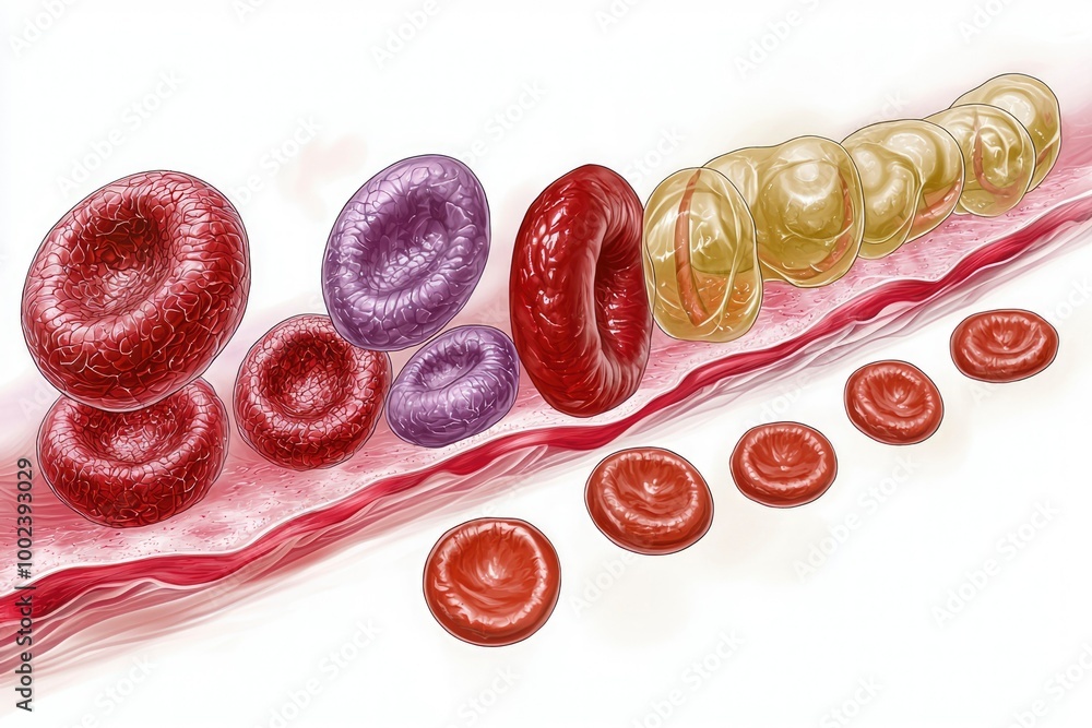 Illustration of Red Blood Cells in Various Stages of Development Stock ...