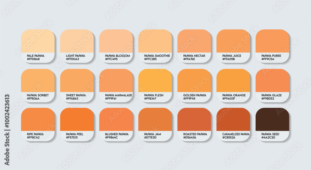 Papaya Color Palette, Papaya Color Guide Palette with Color Names ...