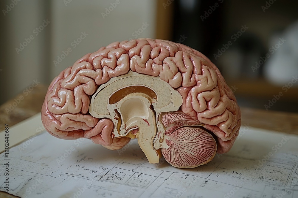 Anatomical Model of a Human Brain with Internal Structures Visible ...