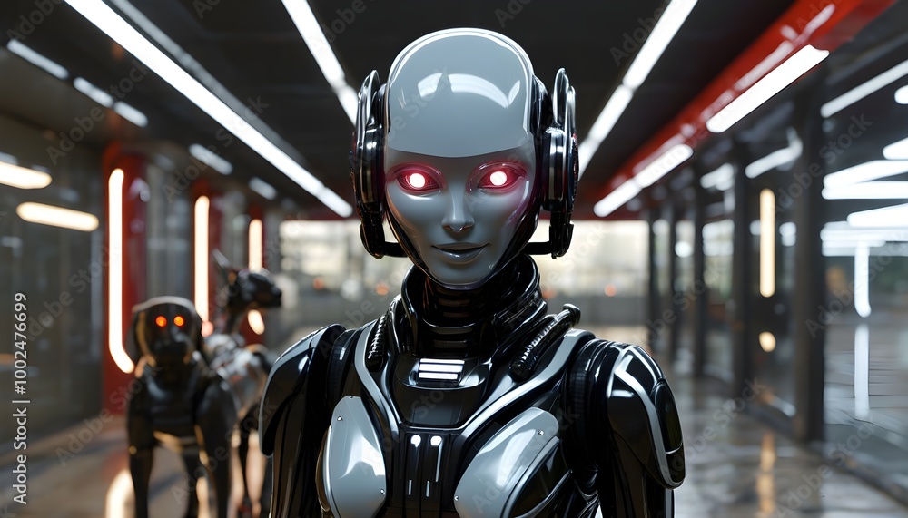 Futuristic space adventure featuring a robot, dog, and astronaut ...