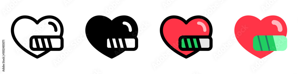 Editable life, heart, health point vector icon. Video game, game ...