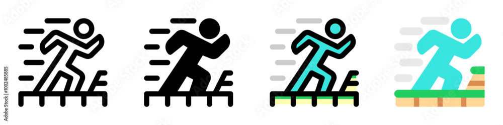 Editable platformer game, action game, running vector icon. Video game ...