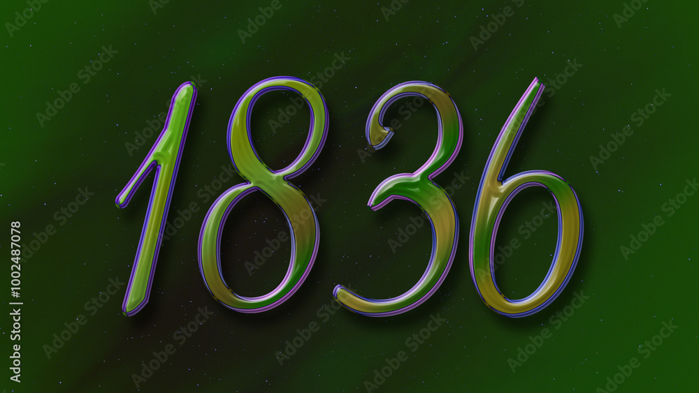 3D green with blue border design of number 1836 on green background ...