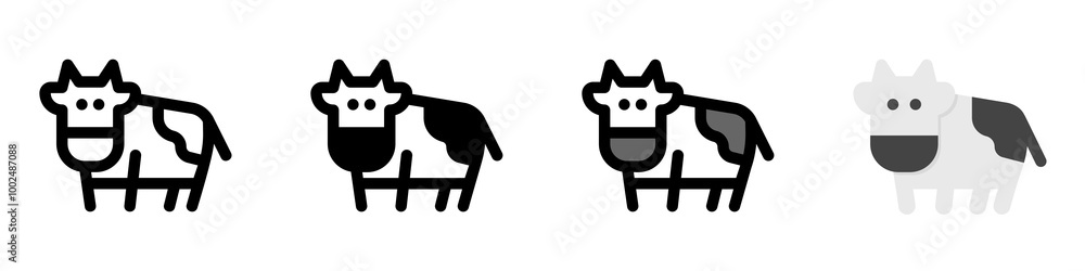 Editable cow, cattle, bull vector icon. Animal, farm, livestock. Part ...