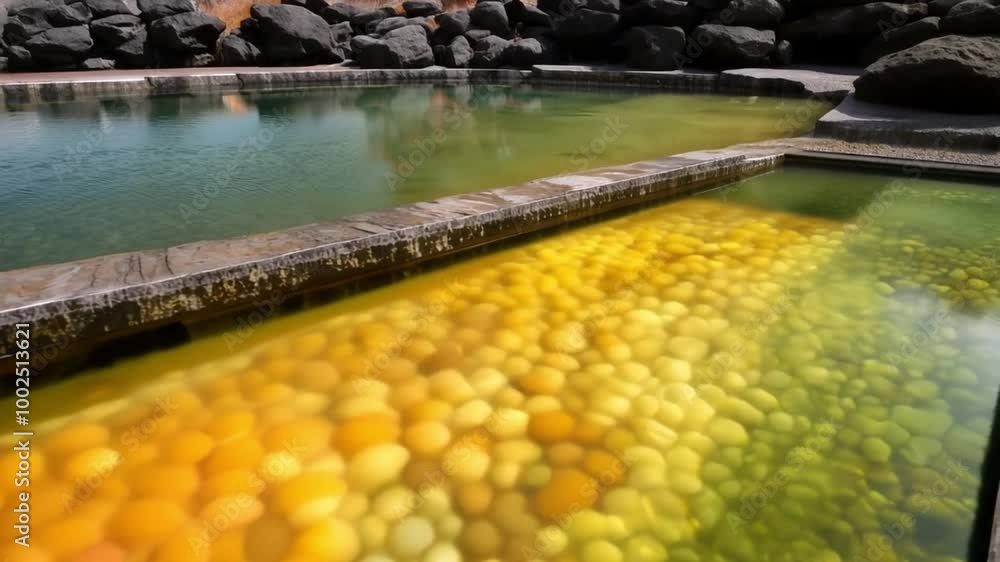 A peaceful scene of crystal clear hot springs in a remote wilderness ...