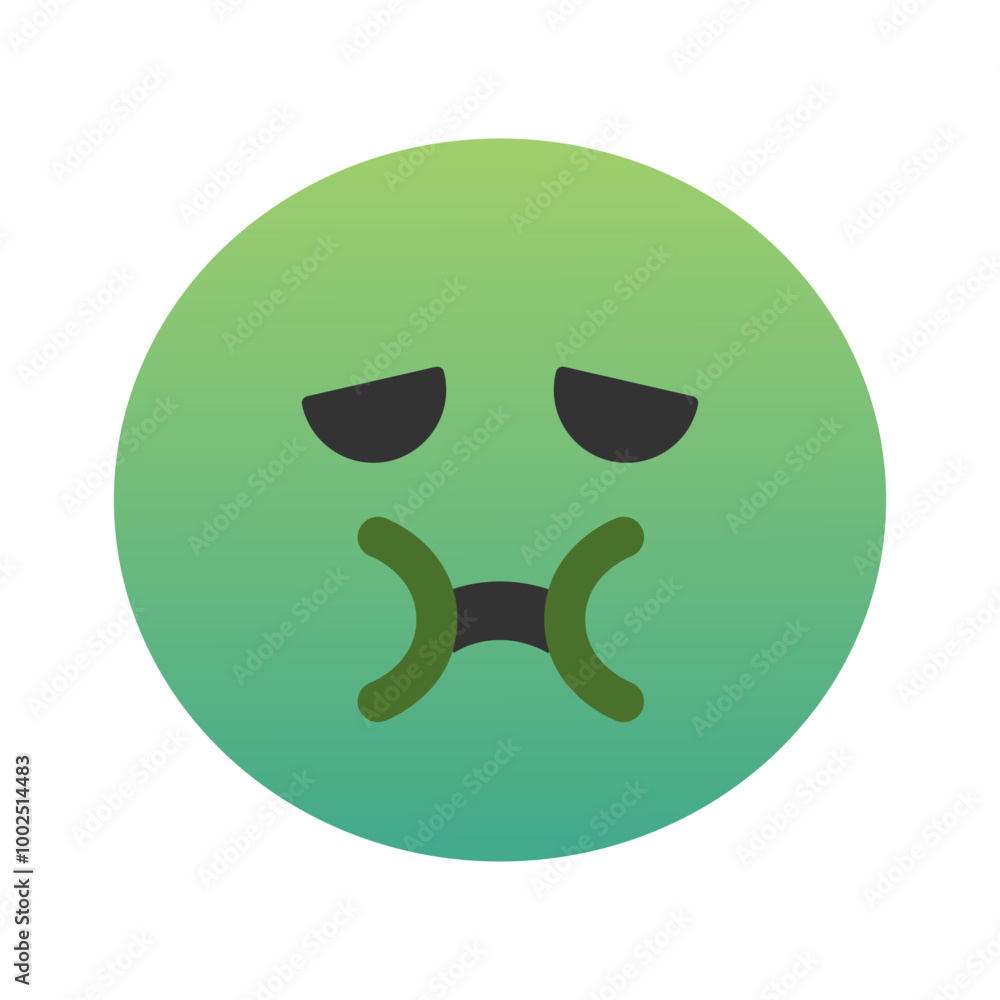 Nauseated face emoji icon. Trendy colors, popular element expressing ...