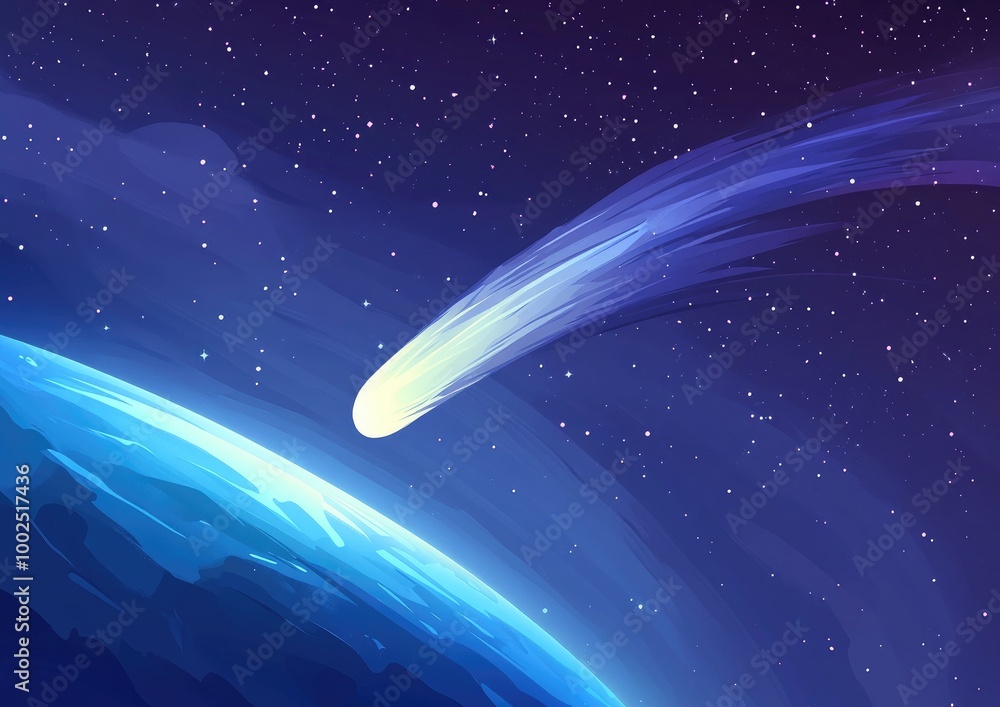 Halley s Comet illuminates the night sky descending towards the earth A ...