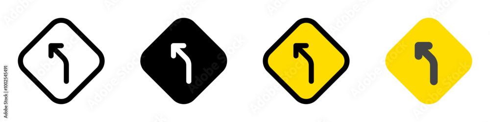 Editable curve left arrow vector icon. Map, location, navigation. Part ...