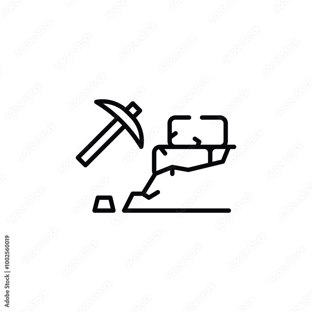 Archaeology icon. Simple pickaxe and artifact icon representing ...