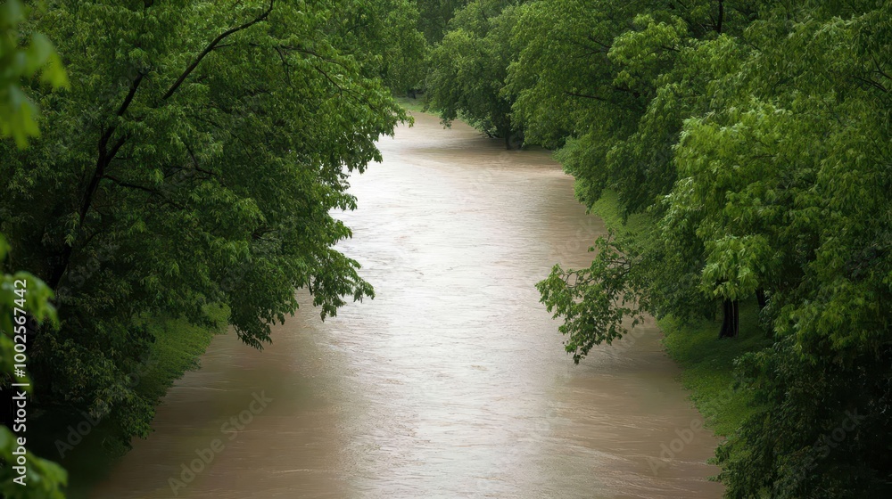Raging River During Flash Floods Water Levels Dramatically Rising in ...