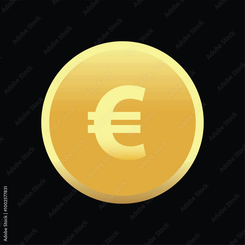 Golden Coin euro icon. Money symbol. Bank payment symbol. Euro sign ...