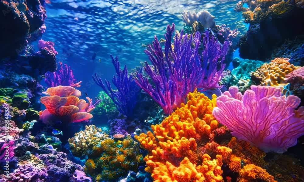 Heatmap of a coral reef, with vibrant colors indicating areas of ...