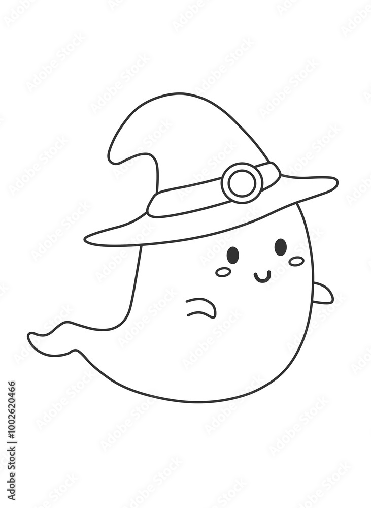 Halloween ghost coloring page for kids. Coloring page with funny ...