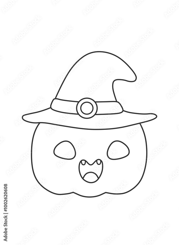 Halloween pumpkin coloring page for kids. Coloring page with funny ...