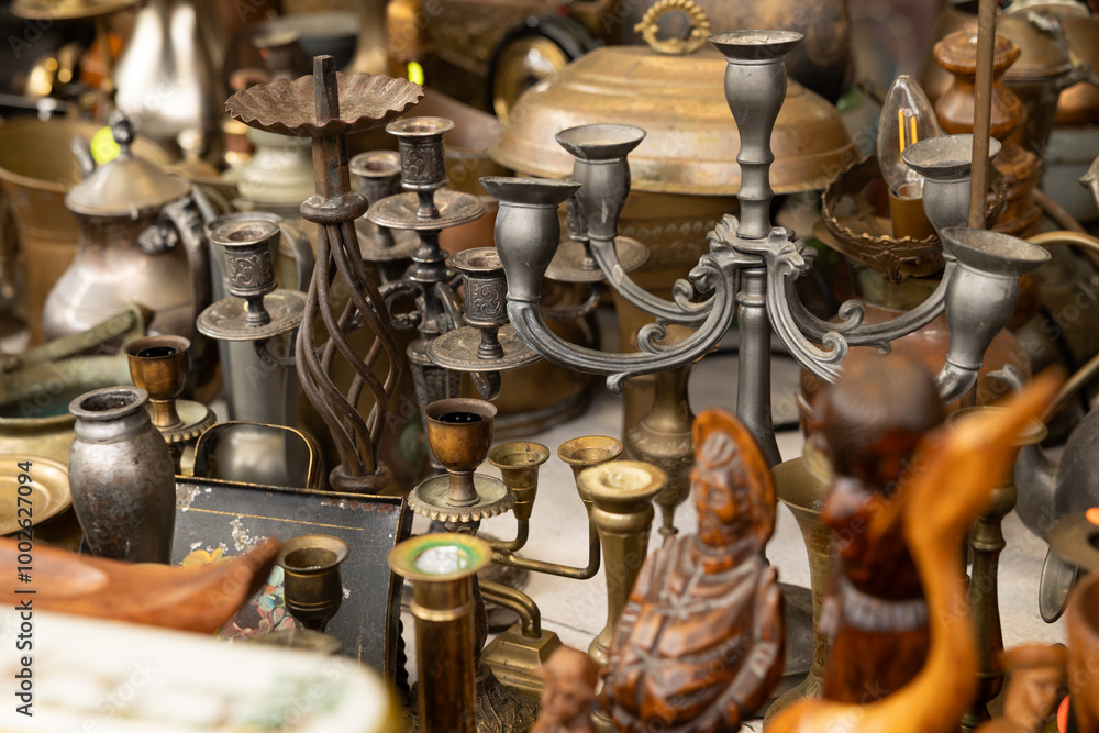 Antiques, old things, religious symbols, figurines, old ceramics and ...