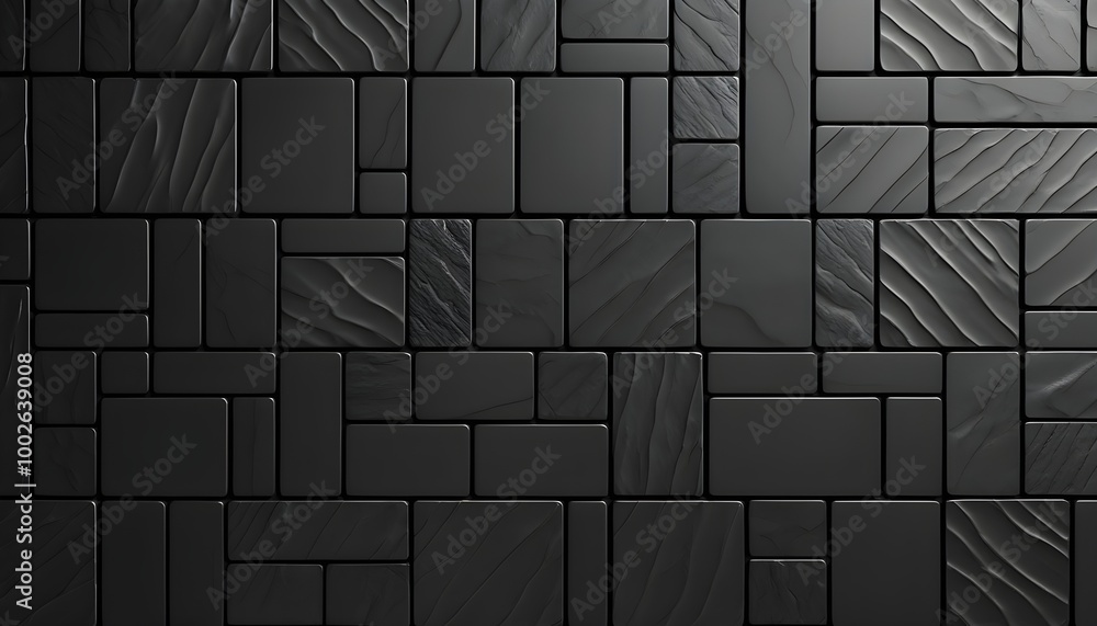 Elevated black tiles with a textured finish creating a bold and modern ...