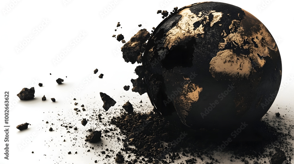 planet earth explosion, 3d pressured sphere render exploded destroyed ...