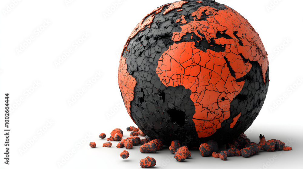 planet earth explosion, 3d pressured sphere render exploded destroyed ...