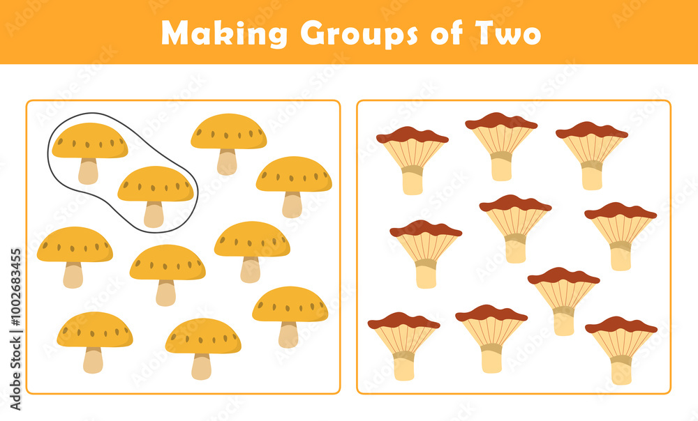 Making Groups of Two Worksheet. Grouping Picture Math Activity for Kids ...