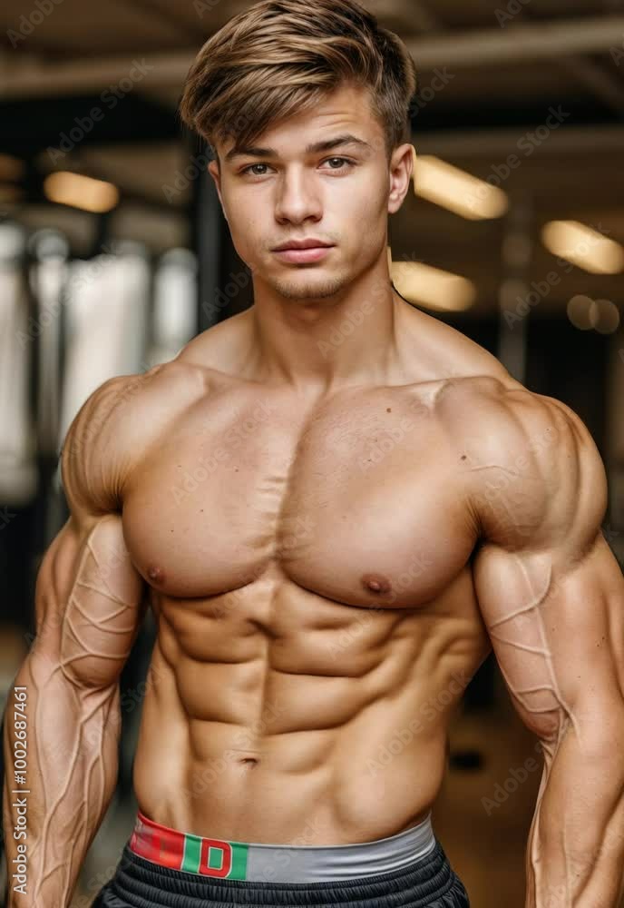 Stockvideon a man posing for a picture. He is shirtless and appears to ...
