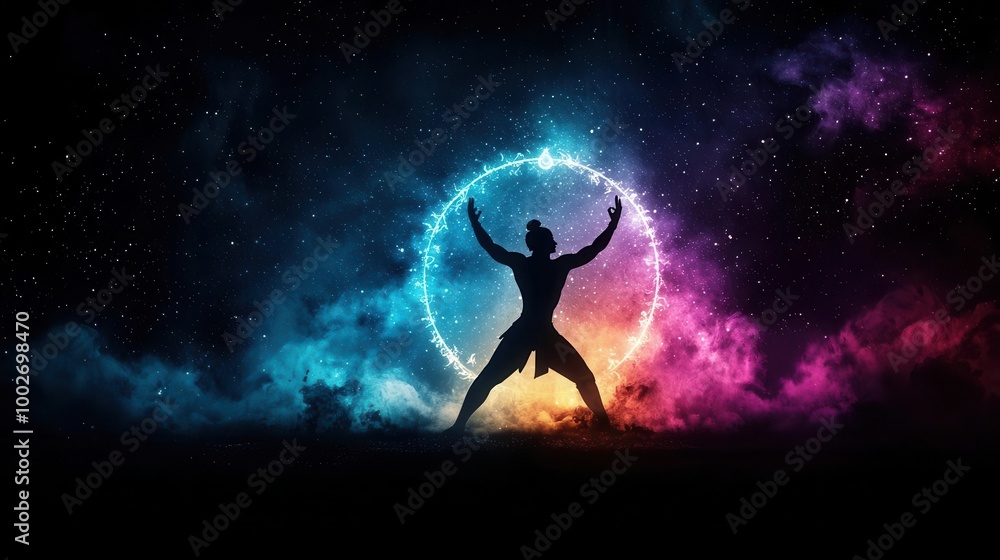 Shiva performing Urdhva Dhanurasana wheel pose, with cosmic chakras ...