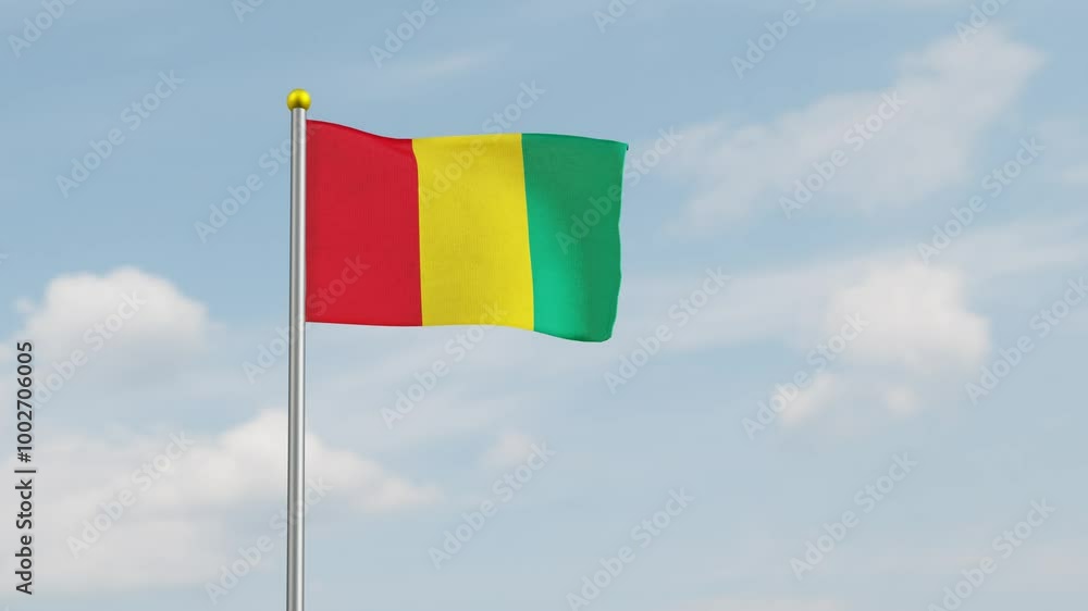 Realistic animation of the Guinea or Guinea-Conakry national flag ...