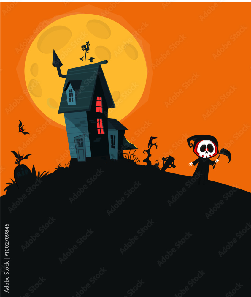 Halloween haunted house cartoon illustration. Vector horror scary ...