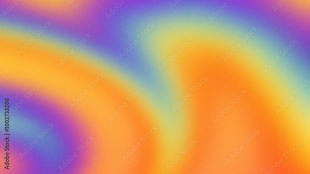Psychedelic rainbow colors blending in a gradient with a grainy texture ...