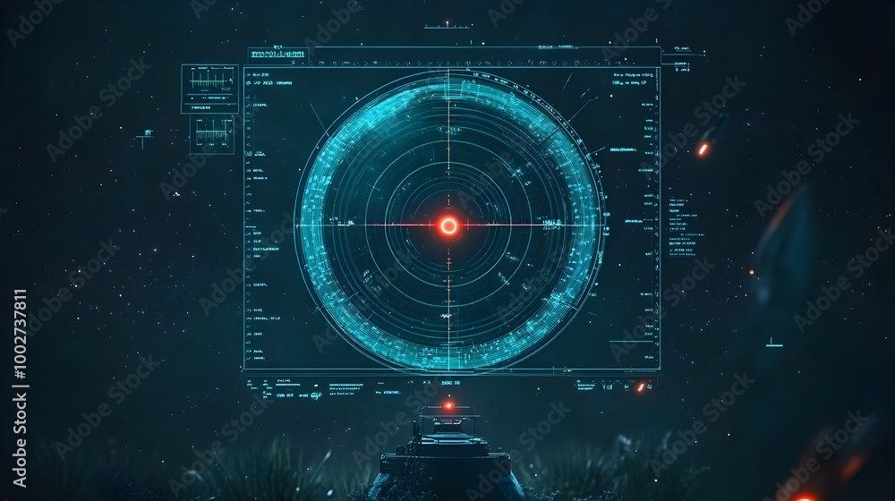 Detailed Radar Screen Tracking Missile Movements in Real Time High tech ...