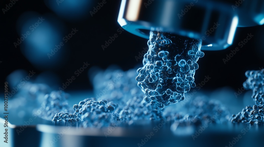 Microscopic view of cells under examination, with a highresolution ...