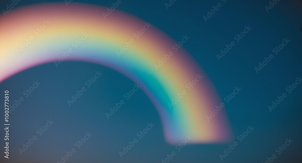Faint translucent rainbow haze hovering over a midnight backdrop giving ...
