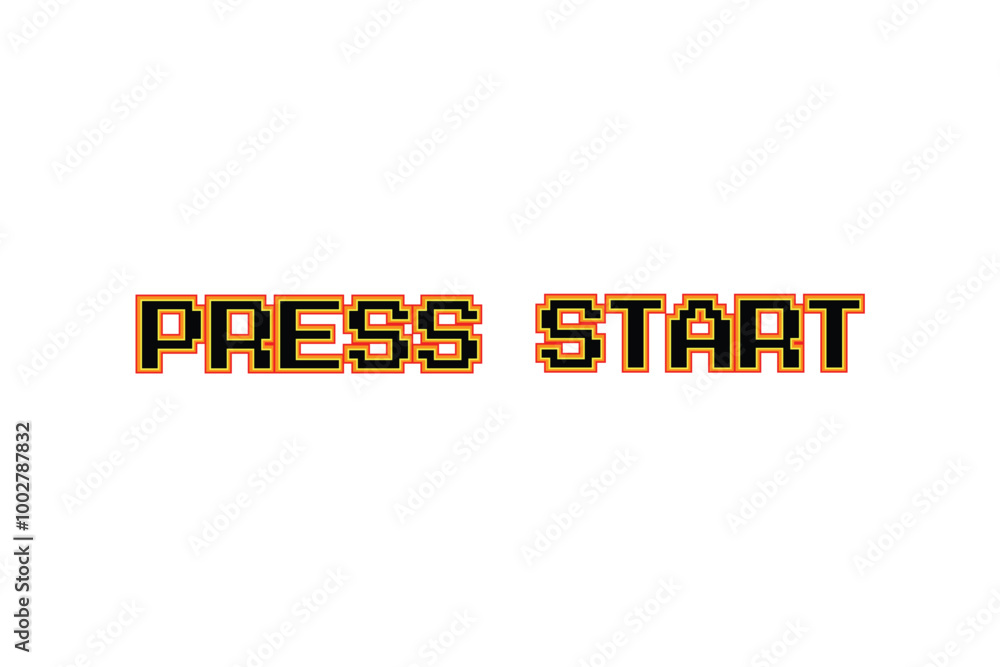 PRESS START. pixel art .8 bit game. retro game. for game assets in ...