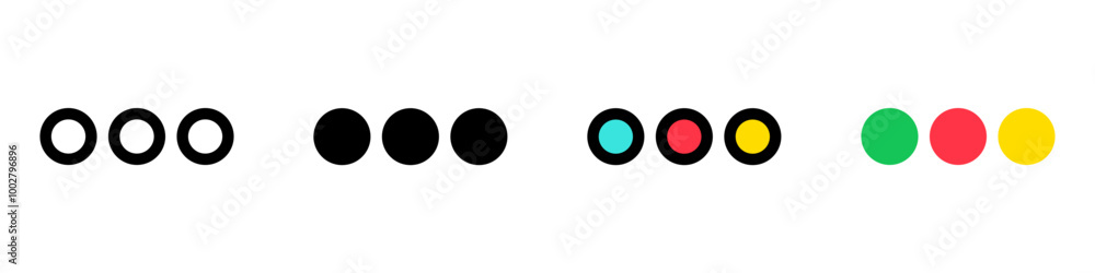 Vector horizontal ellipsis menu icon. Black, white background. Perfect ...